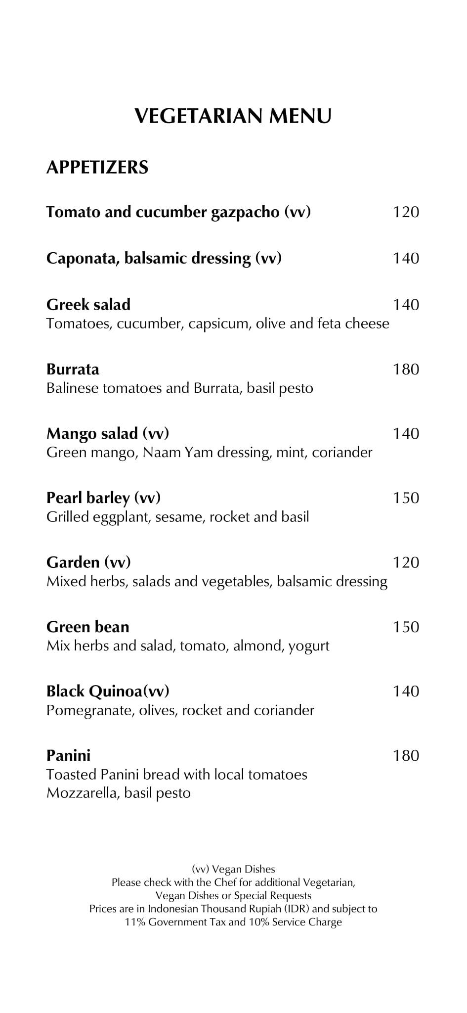 Menu at The Restaurant at The Legian Seminyak, Mengwi, Jl. Kayu Aya