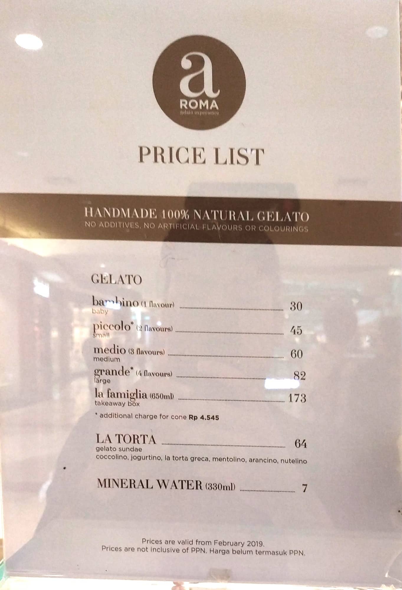 Menu at aROMA Gelato Experience desserts, Jakarta, Pondok Indah Mall 2