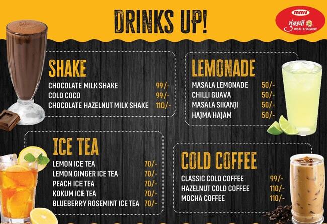 Menu at Mumbaiya Misal and Vadapav Ashram Road, Ahmedabad