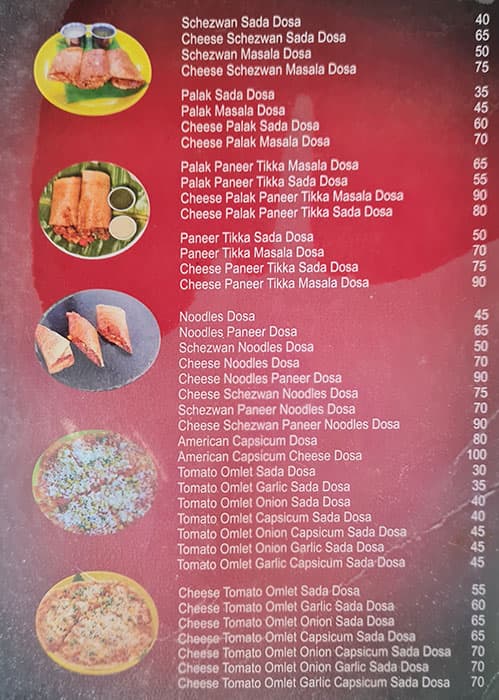 Menu of Tea Break Dosa Hut, Lalbagh, Mangalore