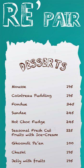 Menu at Re Cafe and Bar, New Delhi, G5R3+FXW
