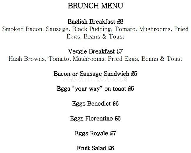 Menu at King's Head Roehampton pub & bar, London, 1 Roehampton High St