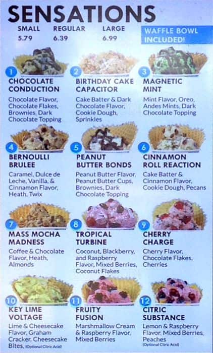 Sub Zero Ice Cream & Yogurt Menu - Urbanspoon/Zomato
