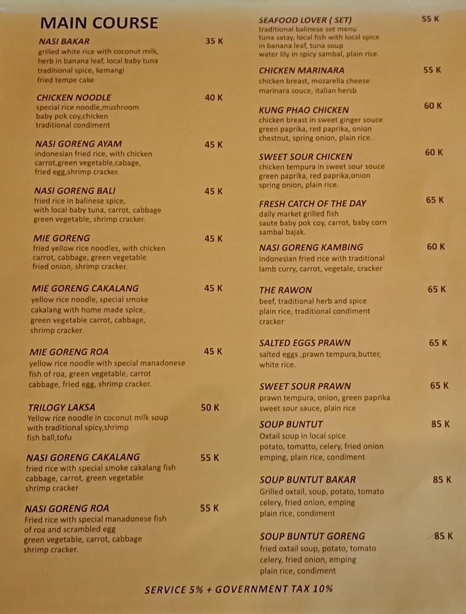 Menu at Trilogy Coffee & Lounge cafe, Denpasar, Jl. Teuku Umar Barat No ...