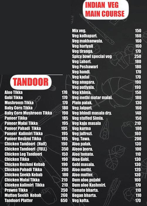 Menu at Red Dots, Mumbai