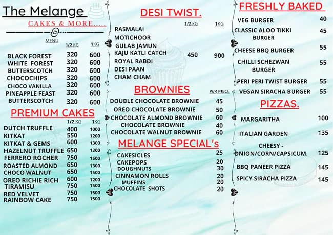 Menu of The Melange Cakes And More, Bhandup, Mumbai