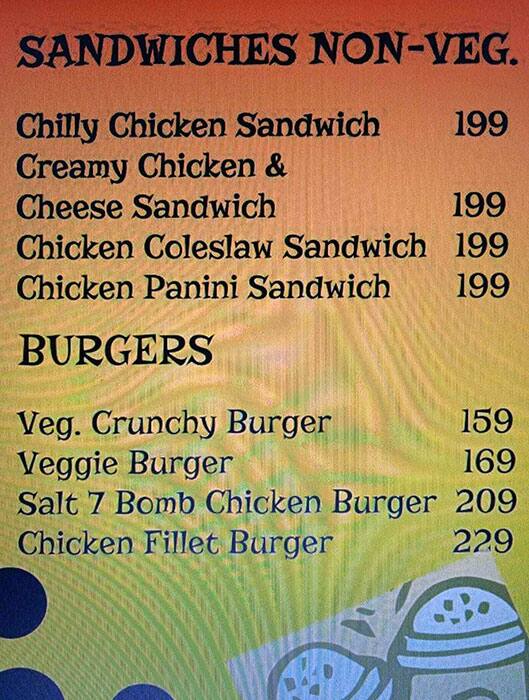 Menu at Salt 7 Cafe, New Delhi
