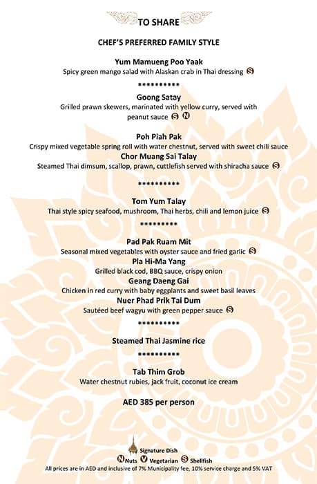 Carta del restaurante Thiptara, Dubai, Palace Downtown 9770 - Sheikh ...