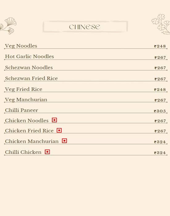 Menu at IRCTC, New Delhi