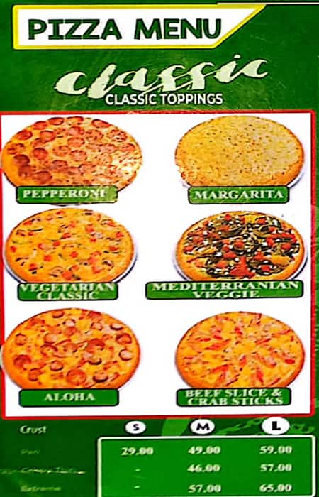 Menu at The Pizza Company restaurant, Dubai, 2 Al Awir Road