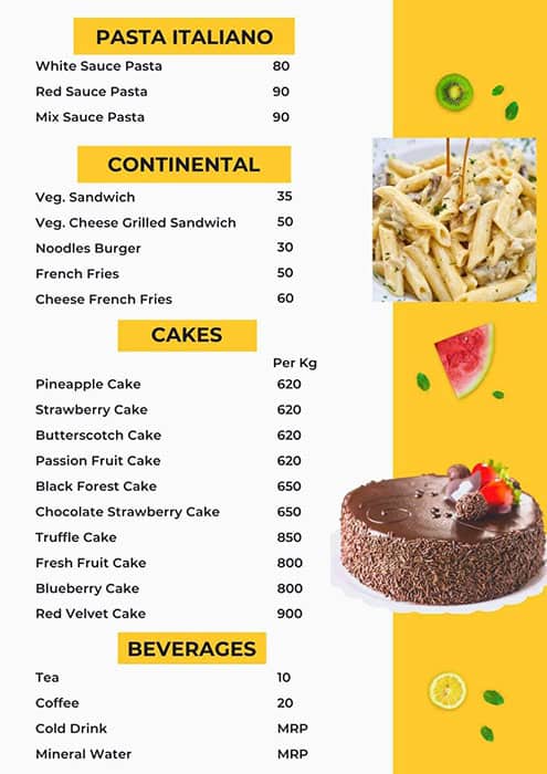 Menu of Noor Bakers, VIP Road, Zirakpur