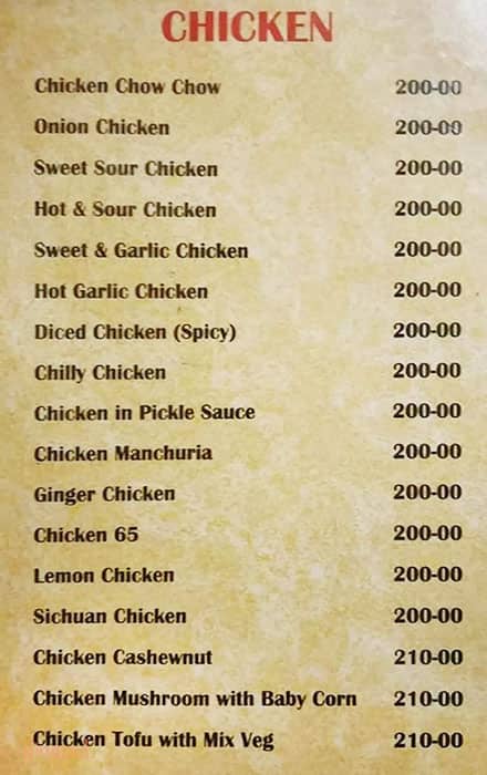 Menu at Alex's Kitchen, Hyderabad