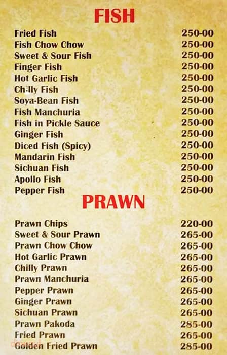 Menu at Alex's Kitchen, Hyderabad