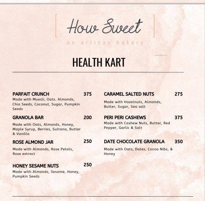 Menu at How Sweet, Jaipur, C-29 Pankaj Singhvi Marg