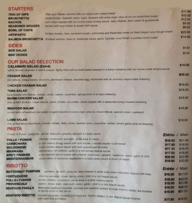 Menu at Degani pizzeria, Airport West, 29-35 Louis St Shop 207a
