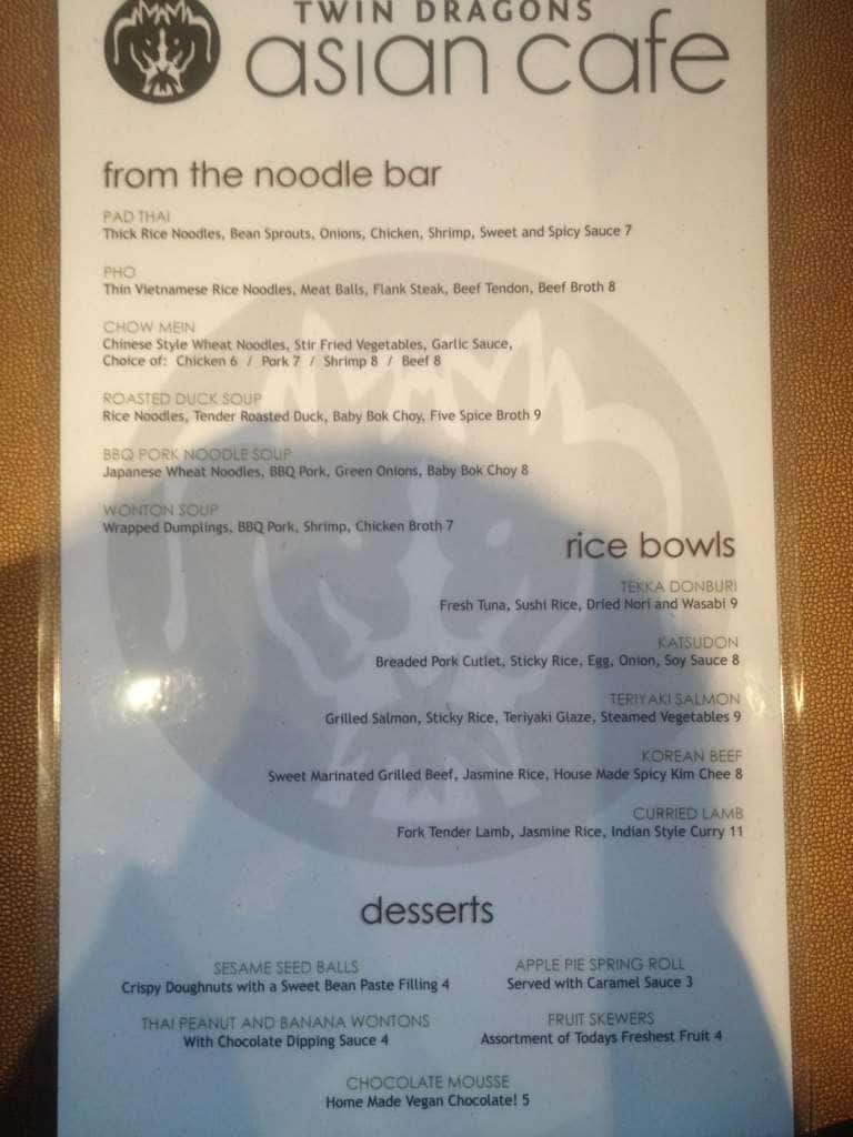 Menu at Twin Dragons Restaurant, La Center