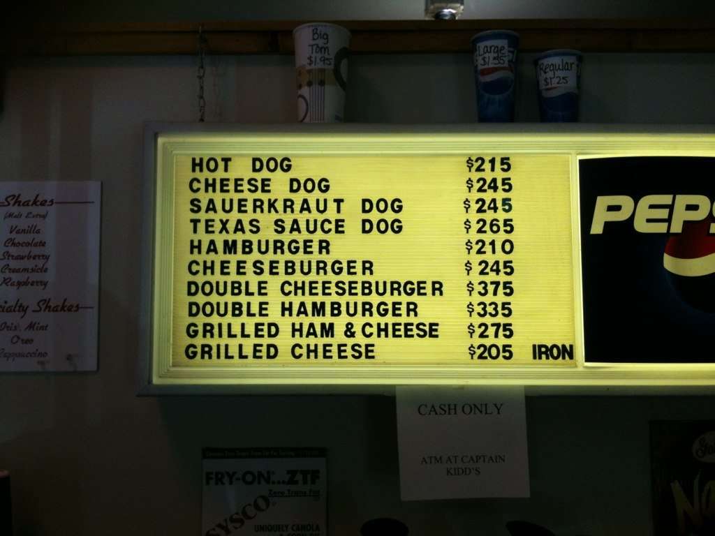 Menu at Connors Hot Dog Stand fast food, Angola
