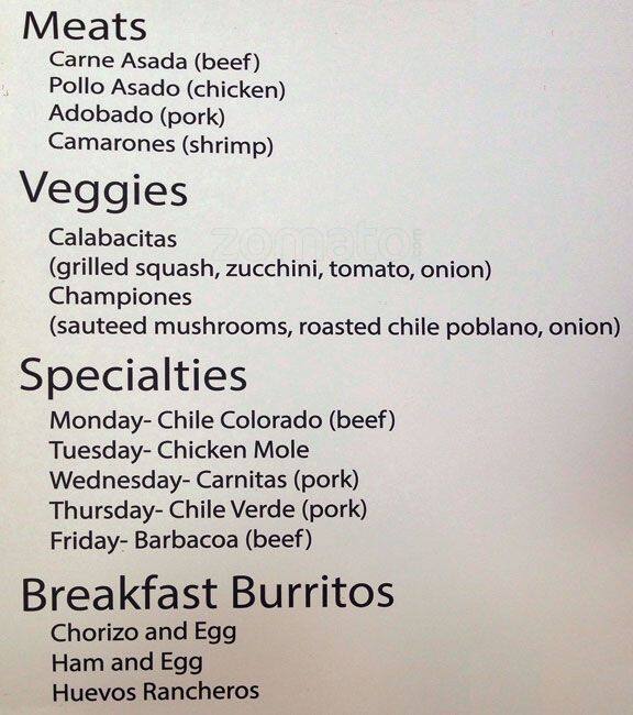 Menu at Toma restaurant, San Francisco