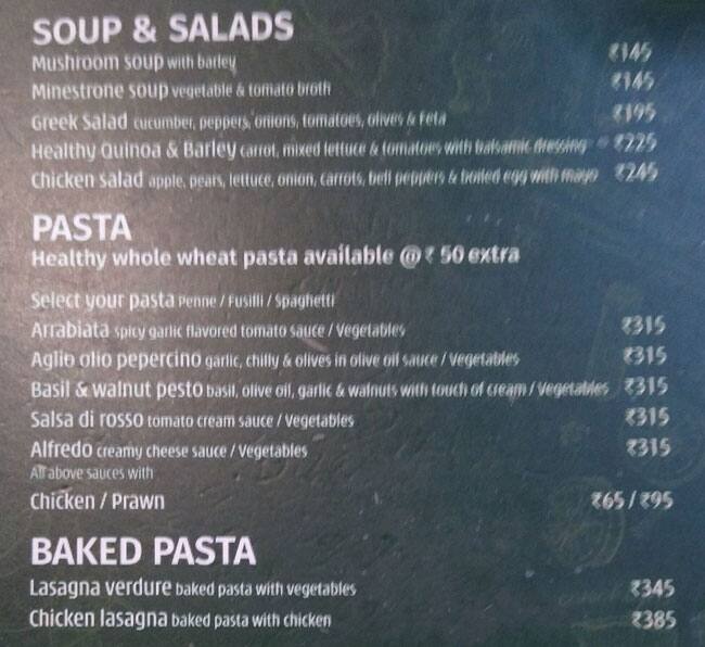 Menu at Toscano, Bengaluru, V R Bengaluru Mall