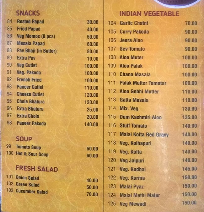 Menu at Shree Subhadra Restaurant, Jodhpur