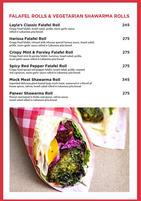 Menu at Layla's Shawarma and Middle Eastern Kitchen, New Delhi, 27-L