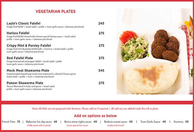 Menu at Layla's Shawarma and Middle Eastern Kitchen, New Delhi, 27-L