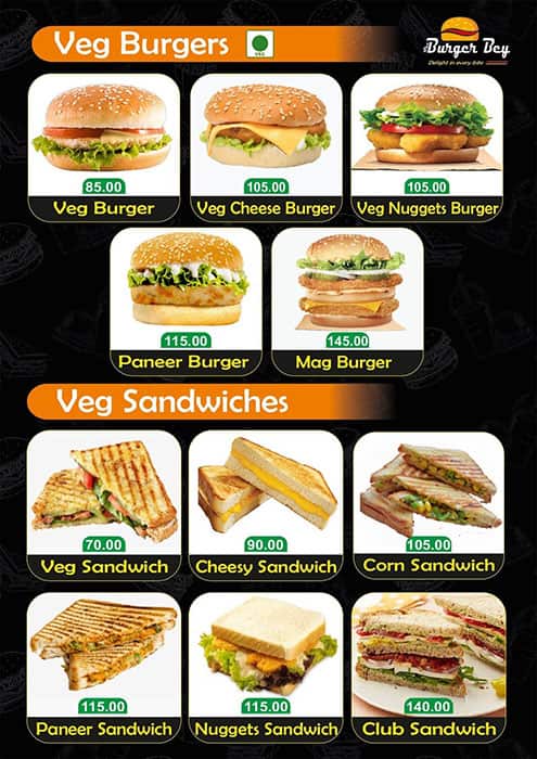 Menu of The Burger Bey, Kalyangiri, Mysore