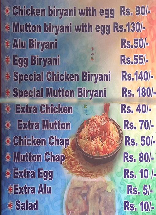Menu of Chef Bhai, Belghoria, Kolkata