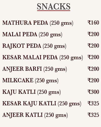 Menu of Mathura Dairy Farm, Fort, Mumbai
