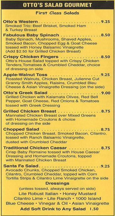 Menu at Otto’s BBQ, Houston, 500 Dallas St # T24