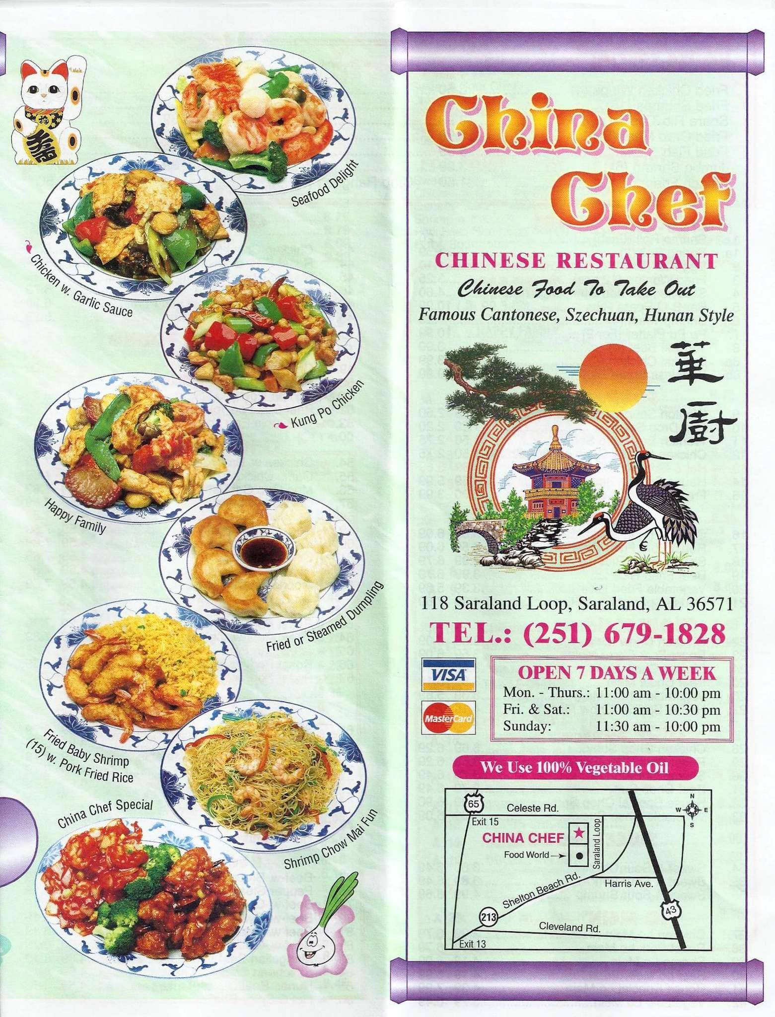 Menu at China Chef Restaurant, Saraland, 118 Saraland Loop