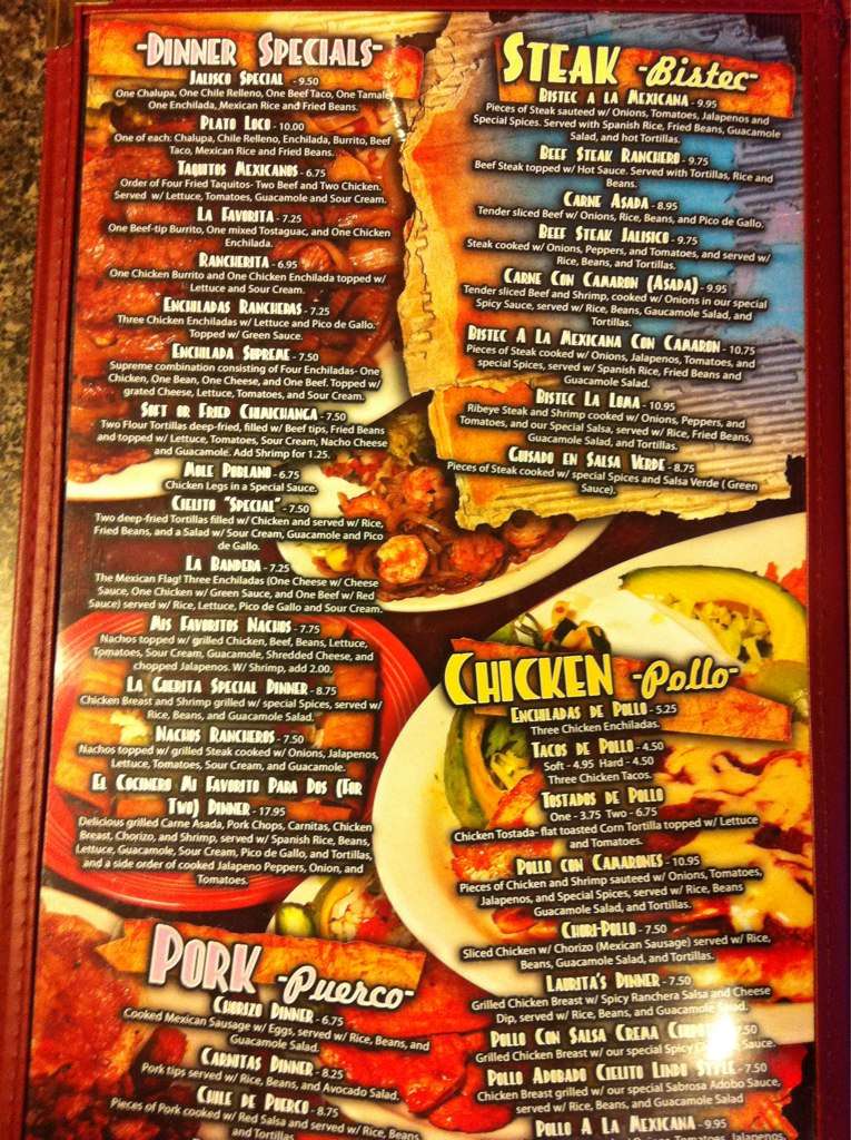 Menu at Cielito Lindo restaurant, Springfield, S Campbell Ave