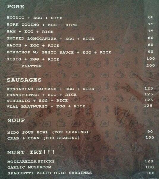 Menu at Shrimp n Silog restaurant, Lapu-Lapu City, Mactan