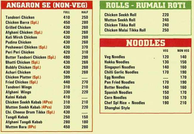 Menu of Punjabi Virsa, Delhi NCR, New Delhi