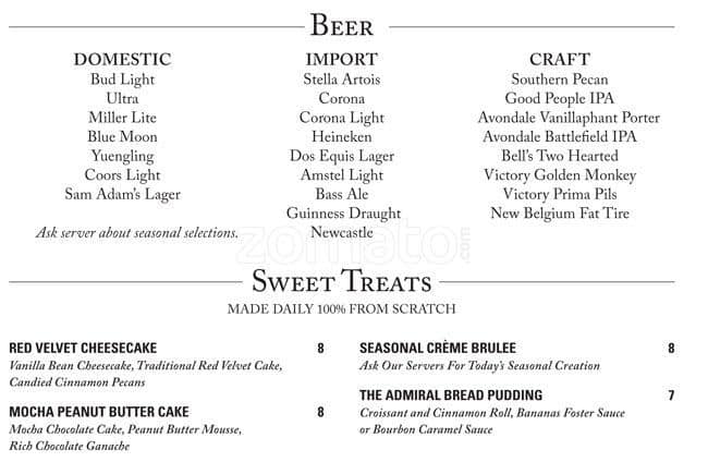 Menu at Launch steakhouse, Mobile, 251 Government St