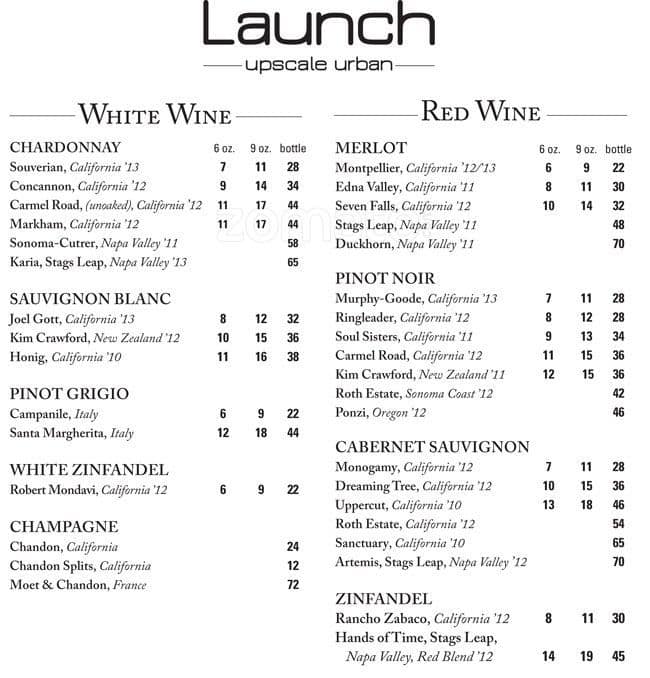 Menu at Launch steakhouse, Mobile, 251 Government St