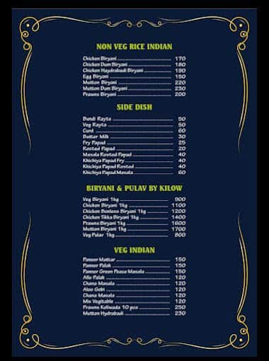 Menu of Chima Family Bar & Restaurant, Mira Road, Mumbai