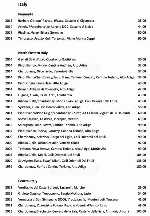 Menu at Chez Bruce restaurant, London