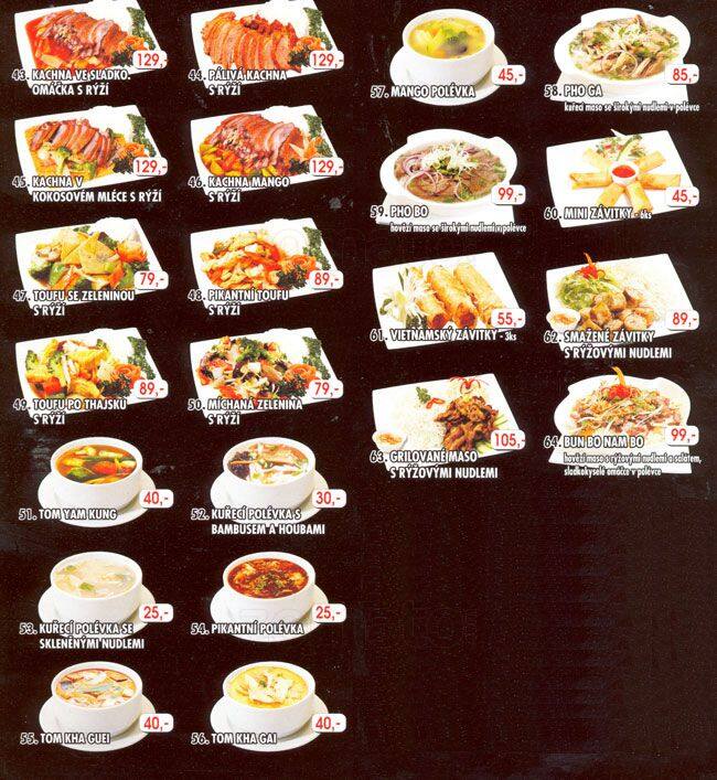 Menu at Cay Tre Vietnam Fast Food, Prague