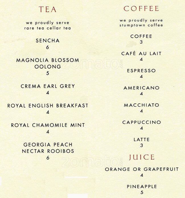 Menu at Cherry Circle Room restaurant, Chicago