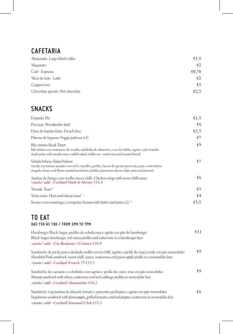 Bar 1908 - 1908 Lisboa Hotel Menu - Zomato Portugal