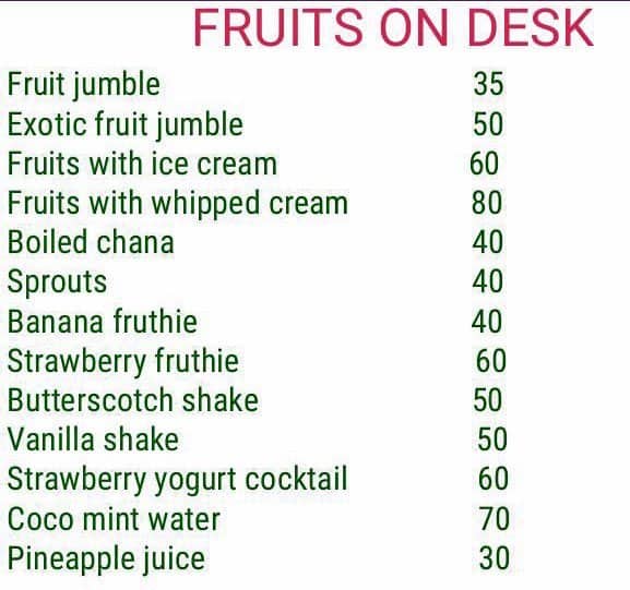 Fruits On Desk Menu, Menu for Fruits On Desk, C Scheme, Jaipur - Zomato