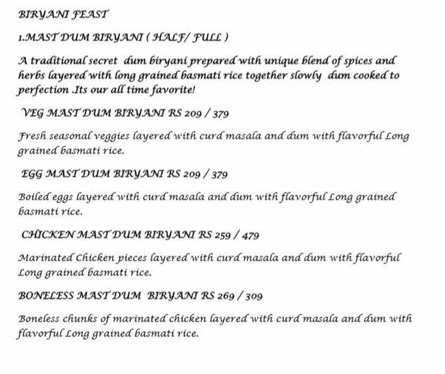 Menu at Mast Biryani - Fresh Indian Kitchen, Adabari, Guwahati