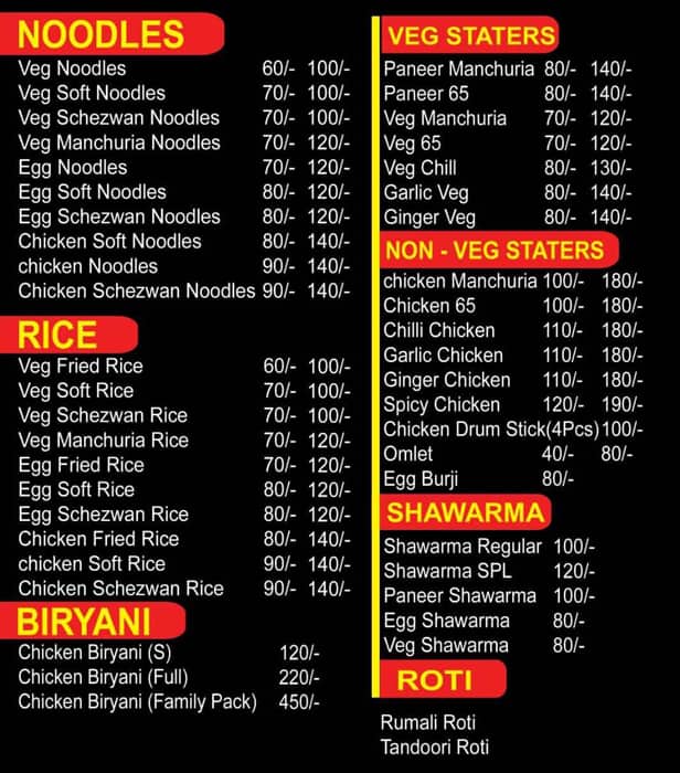 Menu of Mama's Kitchen, Yapral, Secunderabad