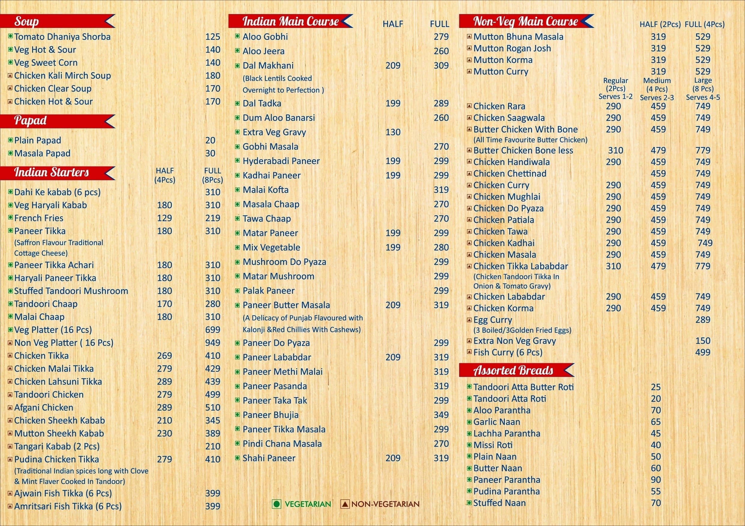 Menu of Rubaab Restaurant, Gamma 1, Greater Noida