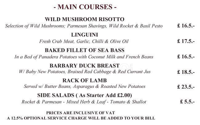 Menu at About Thyme Restaurant, London