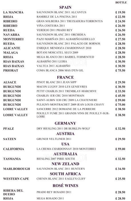 Menu at About Thyme Restaurant, London