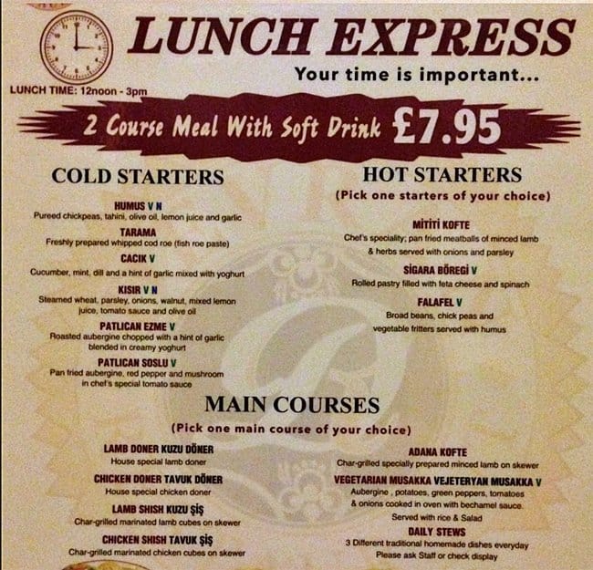 Menu at Devran Kitchen restaurant, London, 485 - 487 Green Lanes