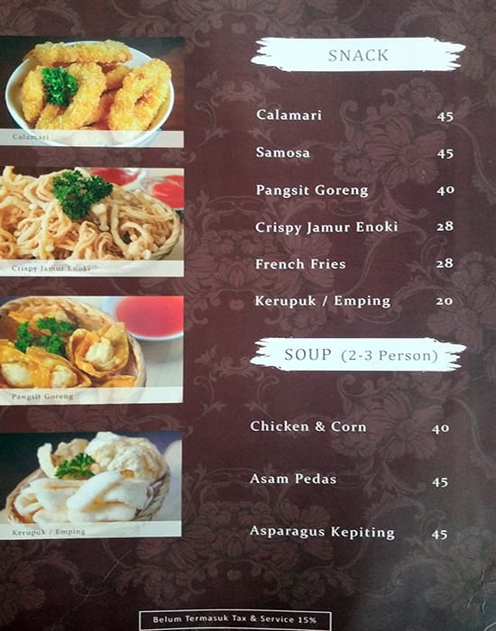Menu at Rumah Putih restaurant, Central Jakarta, Jl. Cemp. Putih Tengah ...