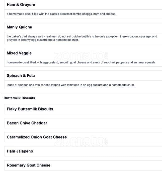 Menu at Baked & Wired cafe, Washington